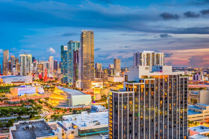 Miami, Floryda, Stany Zjednoczone Na Linii Narciarskiej W Zatoce ...