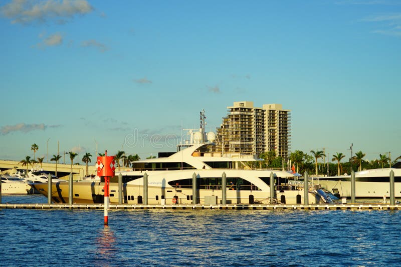 Miami harbor and building editorial stock image. Image of district ...