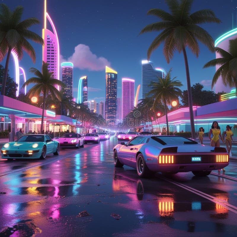 Miami 8K Wallpaper Desktop Unreal Engine 5 Stock Illustration ...