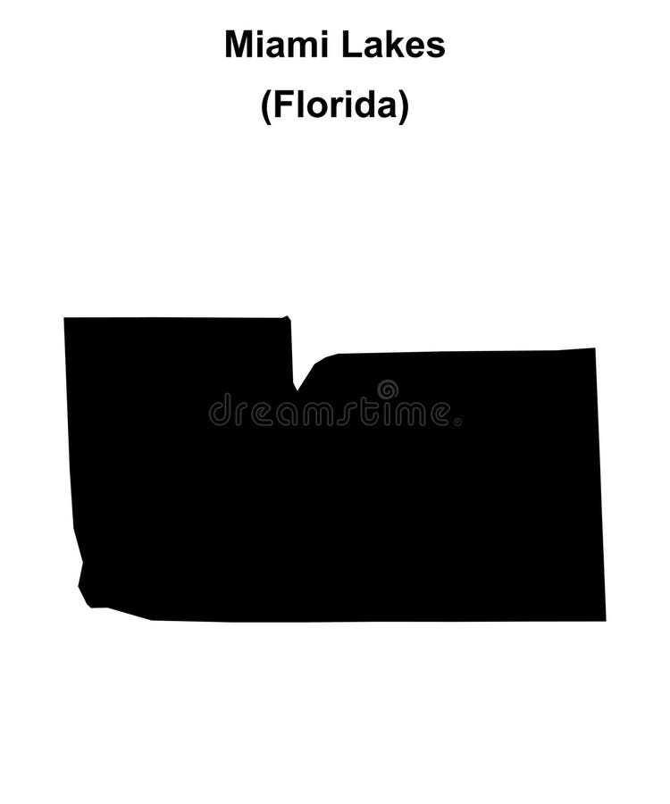 Miami Lakes outline map stock vector. Illustration of outline - 357253619