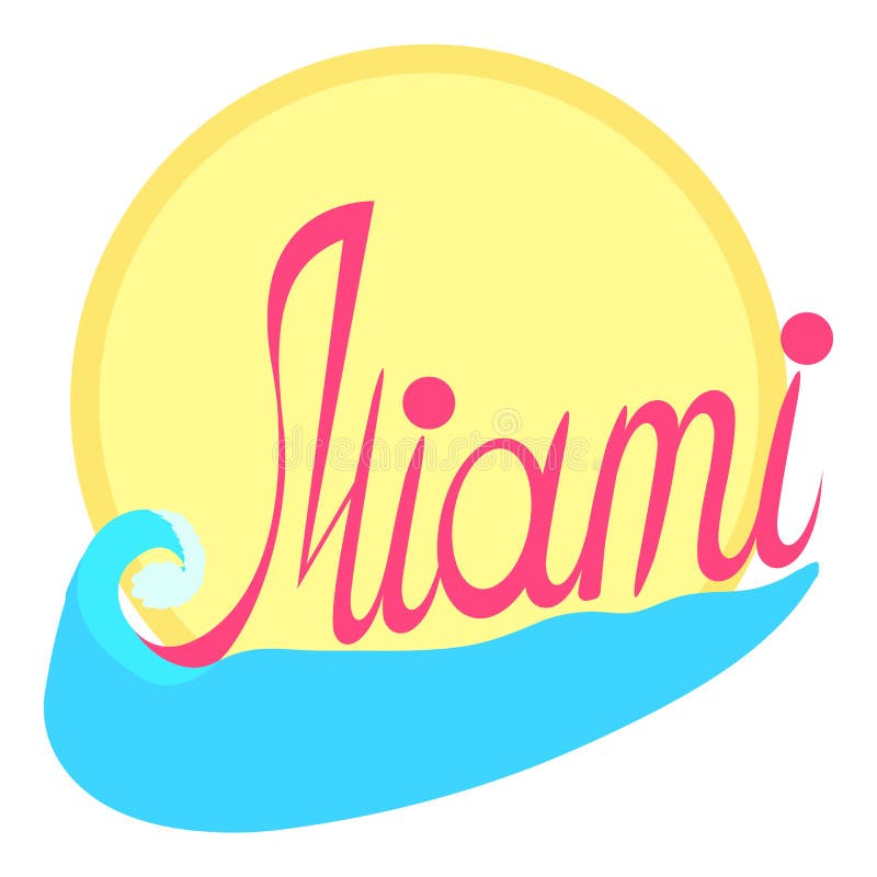 Miami logo, cartoon style stock vector. Illustration of holidays - 81062065