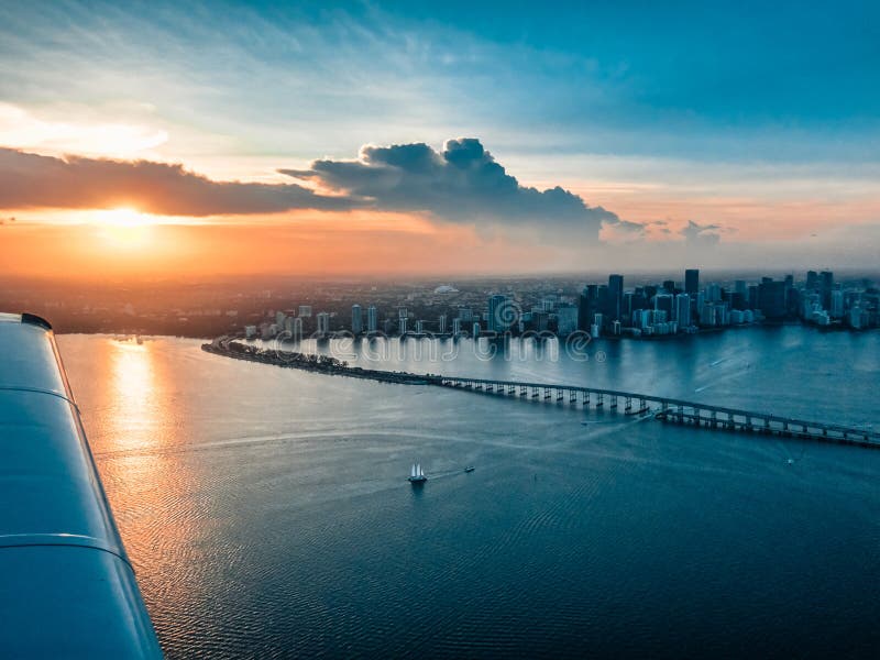 Miami Magic: a Breathtaking Sunset Skyline Aerial in Blue and Orange ...