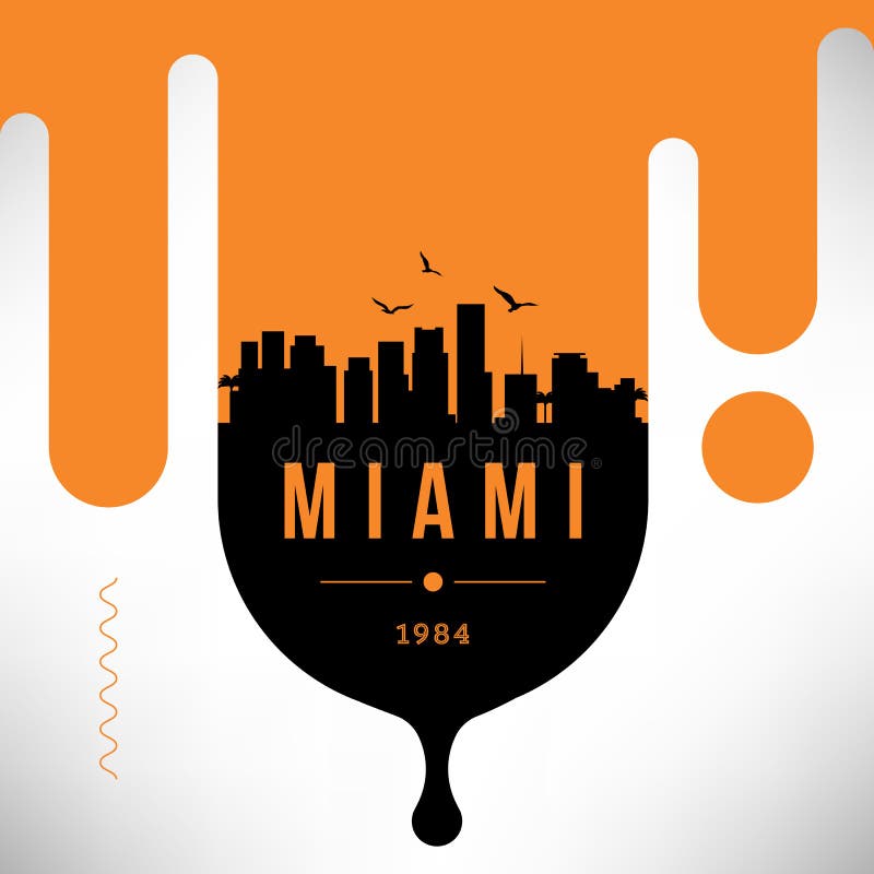 Miami Modern Web Banner Design with Vector Skyline Stock Illustration ...