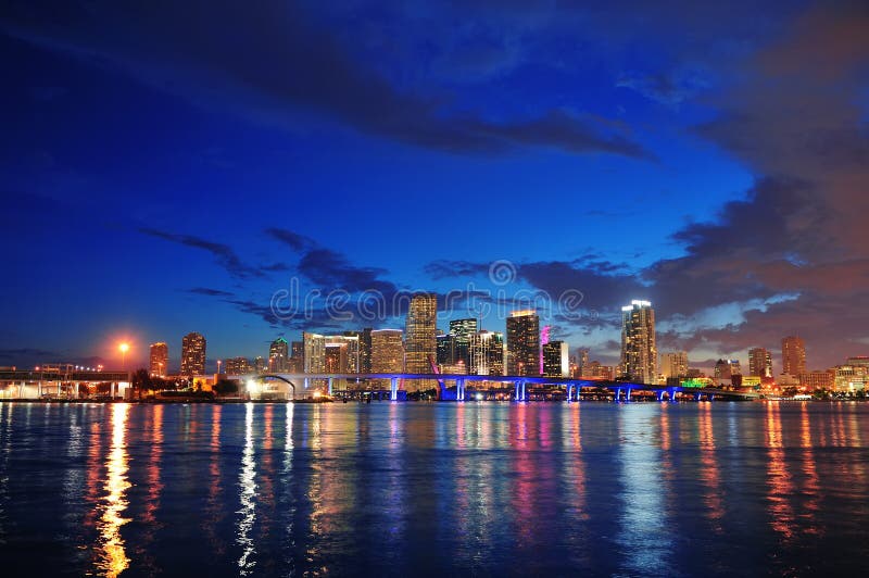 Miami night scene stock photo. Image of florida, reflecting - 23791788