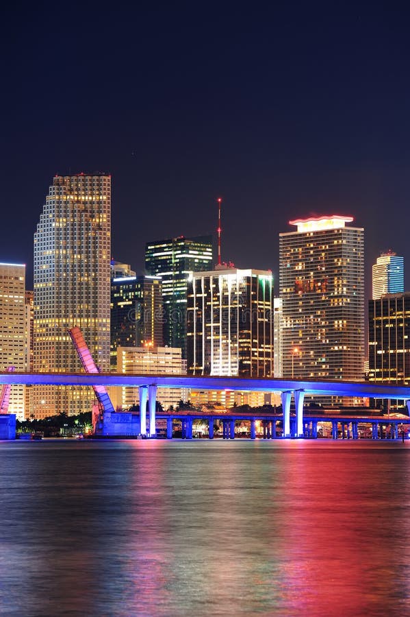 Miami night scene stock photo. Image of city, light, night - 23792996