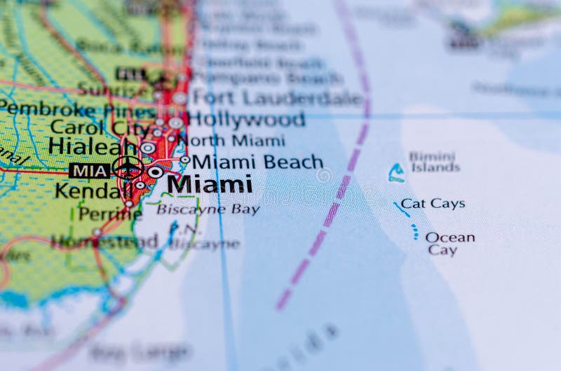 Miami no mapa foto de stock. Imagem de papéis, costa - 114073834