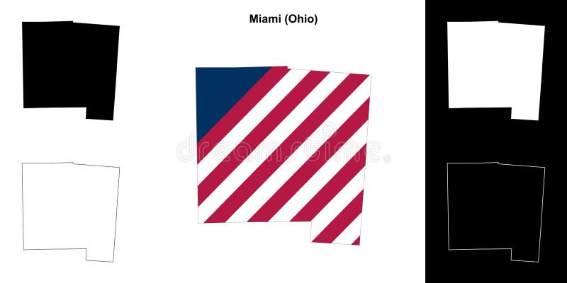 Miami outline map stock vector. Illustration of template - 324058206