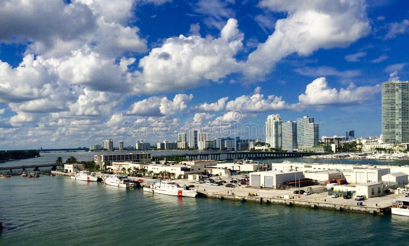 Miami Port Docks stock image. Image of ship, view, miami - 178546425