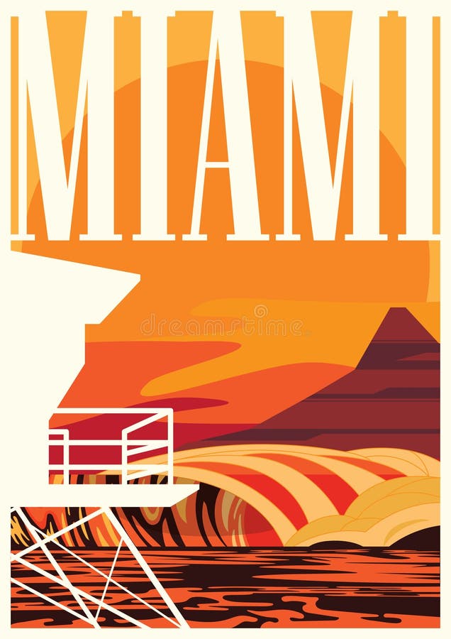 Miami Poster. Vector Illustration Decorative Design Stock Illustration ...