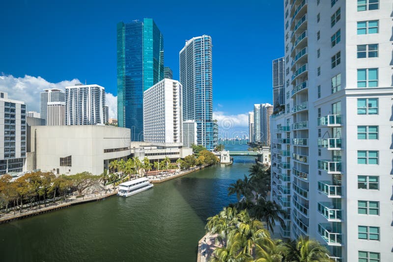 Miami River Waterfront Scenic View Stock Image - Image of dade ...
