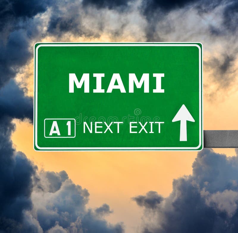 MIAMI Road Sign Isolated on White Stock Photo - Image of guide ...