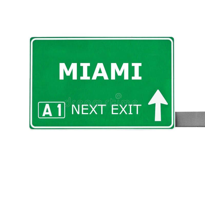 MIAMI Road Sign Isolated on White Stock Photo - Image of guide ...