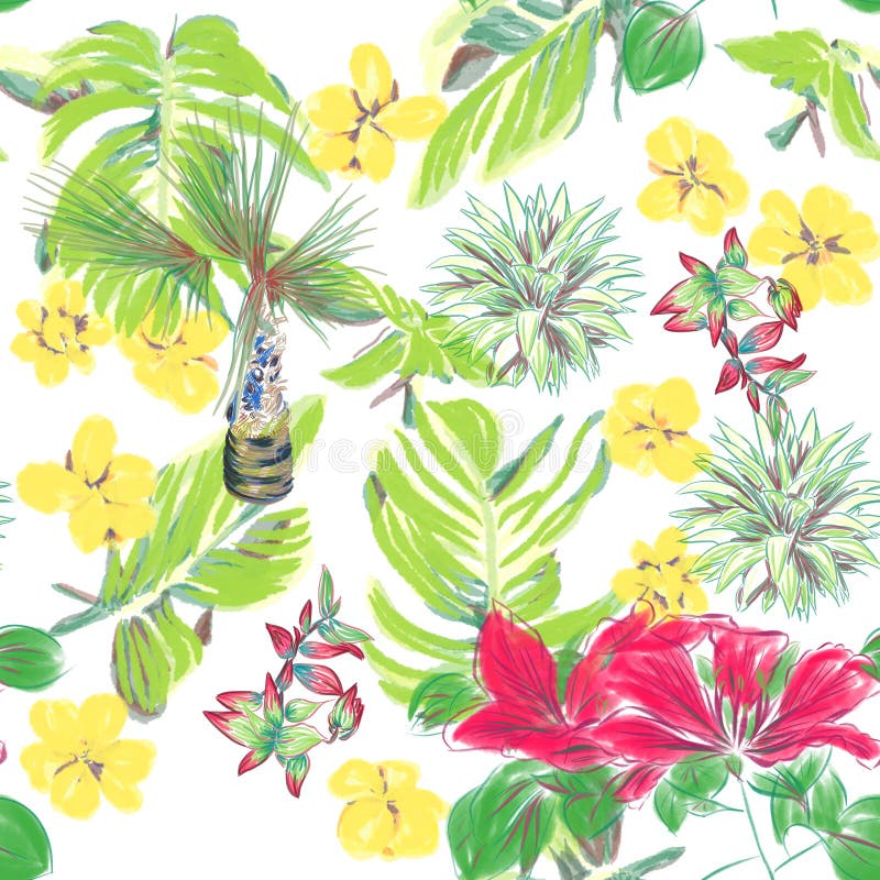 Miami 80s floral pattern stock vector. Illustration of floral - 210479236