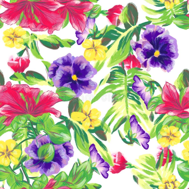 Miami 80s Floral Pattern on White Stock Vector - Illustration of ...