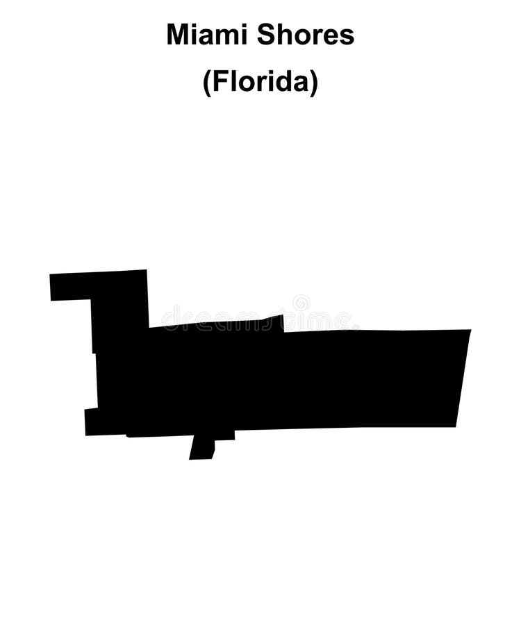 Miami Shores outline map stock vector. Illustration of boundaries ...