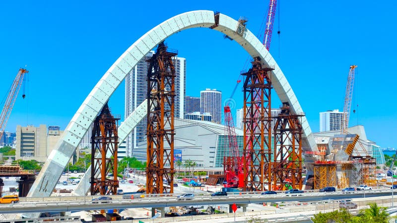 Miami Signature Bridge Construction Stock Photo - Image of construction ...