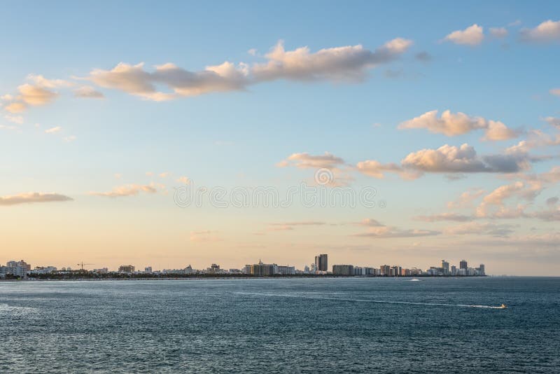 Miami Skyline from Atlantic Ocean Stock Photo - Image of american ...