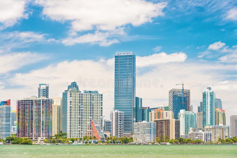 The Miami Skyline on a Beautiful Day Stock Photo - Image of states ...