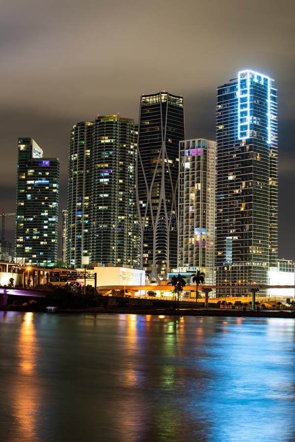 Miami. Skyline of Miami Biscayne Bay Reflections, High Resolution ...