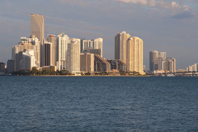 Miami Skyline from Key Biscayne Stock Image - Image of people, vacation ...