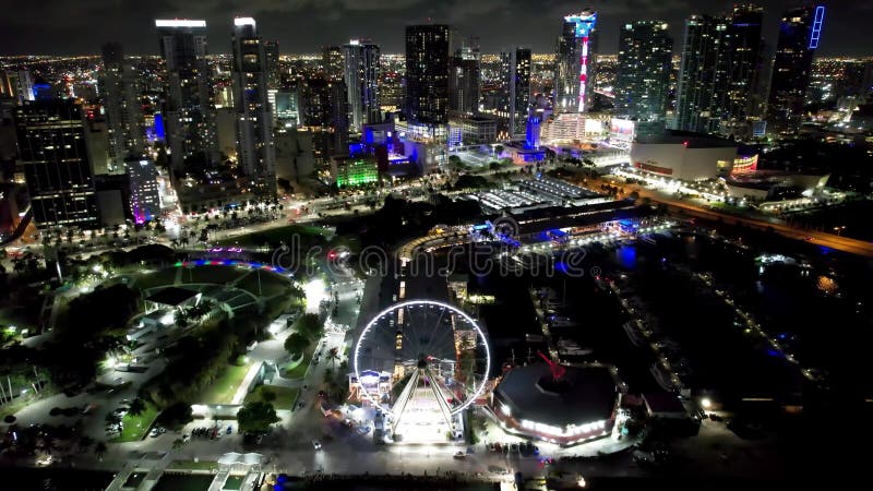 Aerial Night Landscape of Downtown Miami Florida United States. Stock ... Aerial Night Landscape of Downtown Miami Florida United States. Stock ...