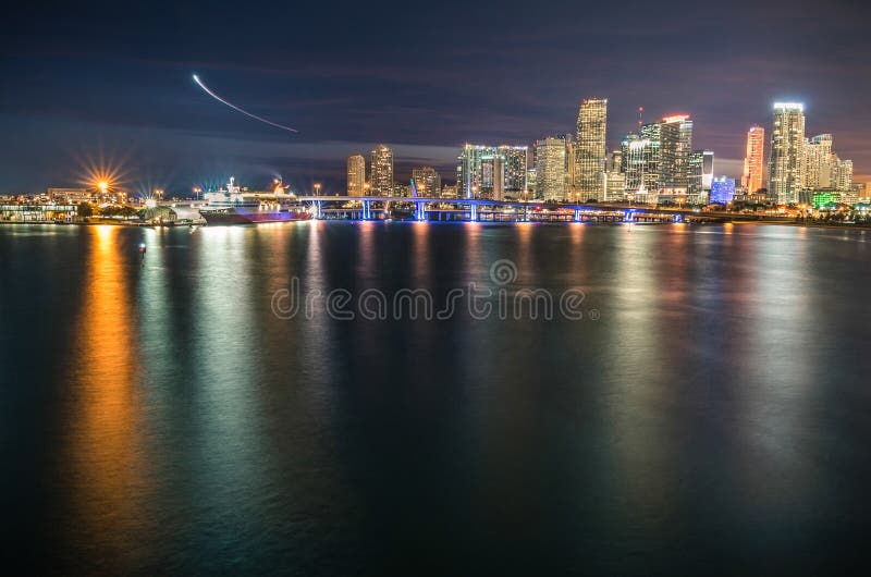 Miami Skyline from the Airplane Stock Photo - Image of cityscape ...