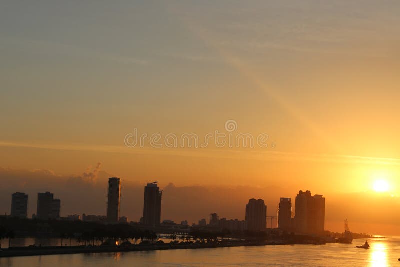 Miami skyline. stock image. Image of sunrise, modern - 49549431