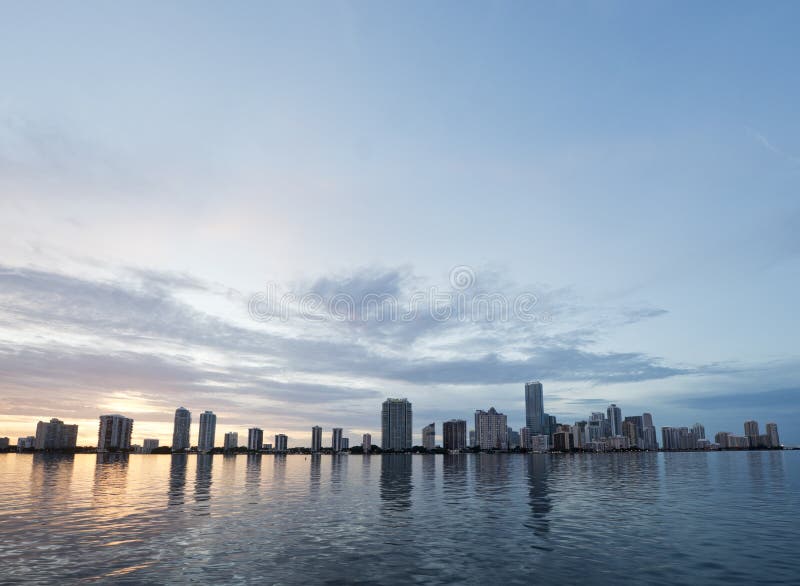 HDR of Miami Skyline stock image. Image of reflection - 25804937