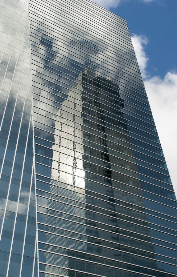 Miami Skyscraper Reflection with Clouds Editorial Photography - Image ...