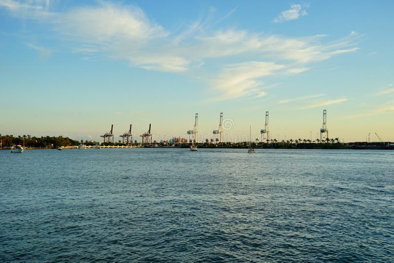 Miami south beach harbor stock image. Image of financial - 105126799