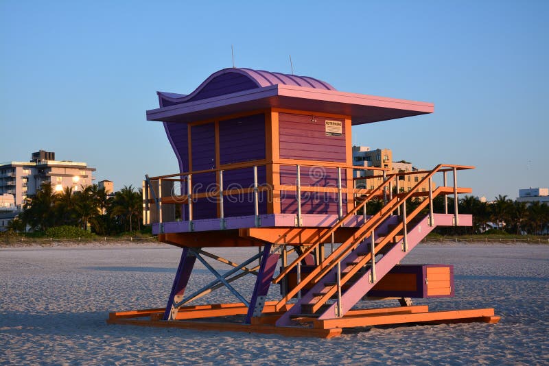 Miami South Beach Lifeguard House Stock Image - Image of sand, typical ...