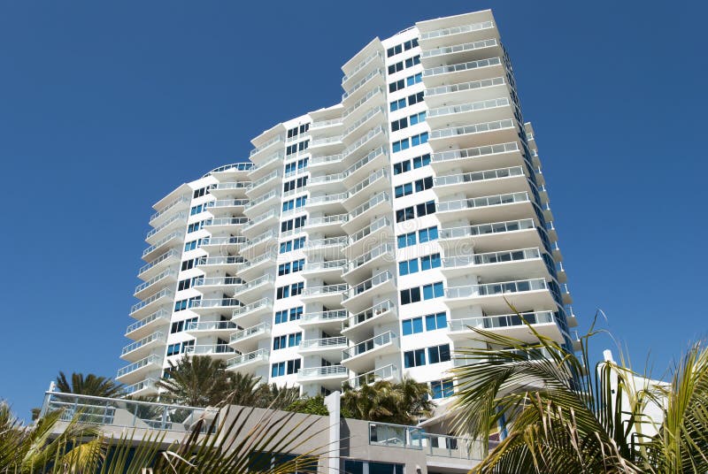 Miami South Beach Resort Building with Palm Trees Stock Photo - Image ...