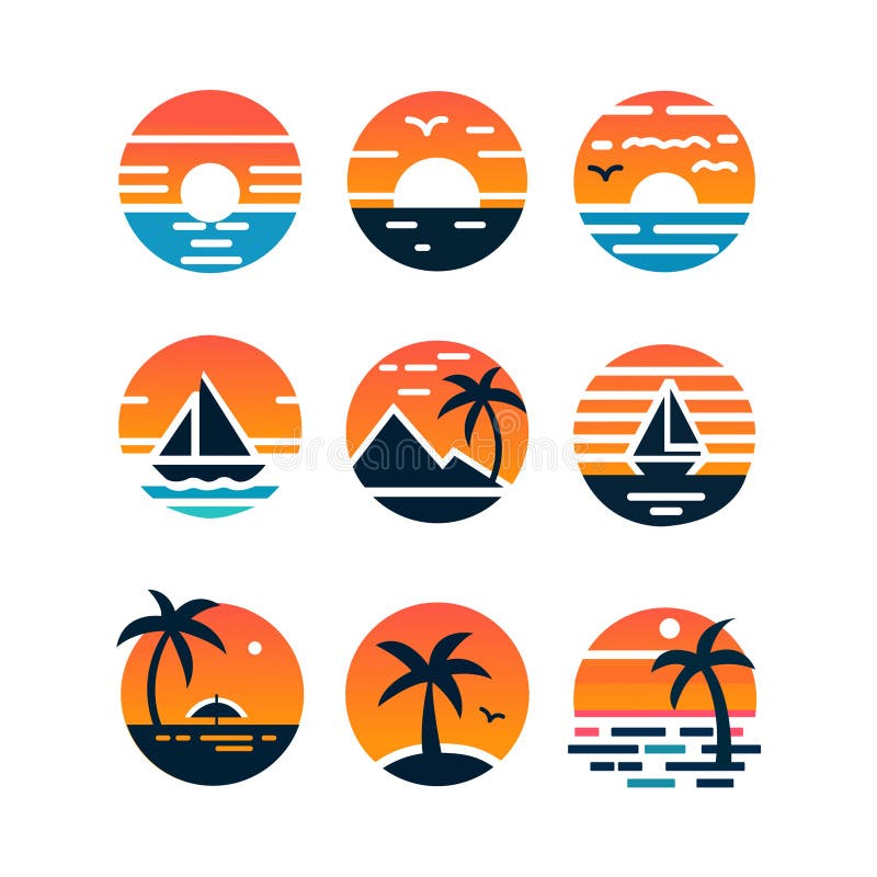 Miami style icons stock vector. Illustration of wheel - 343254834