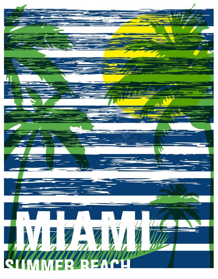 Miami Summer Tee Graphic Design Stock Vector - Illustration of miami ...