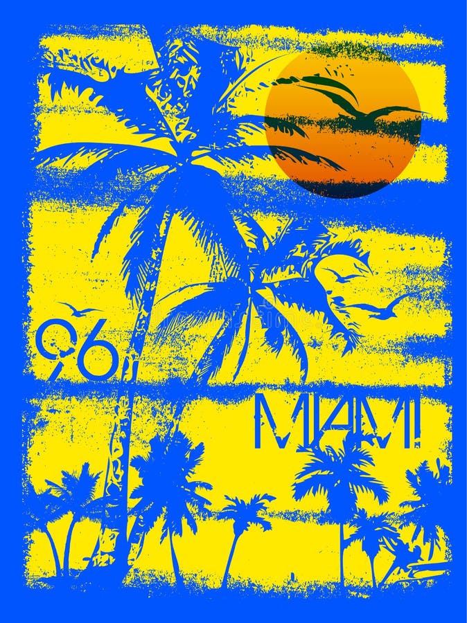 Miami Summer Tee Graphic Design Stock Vector - Illustration of miami ...