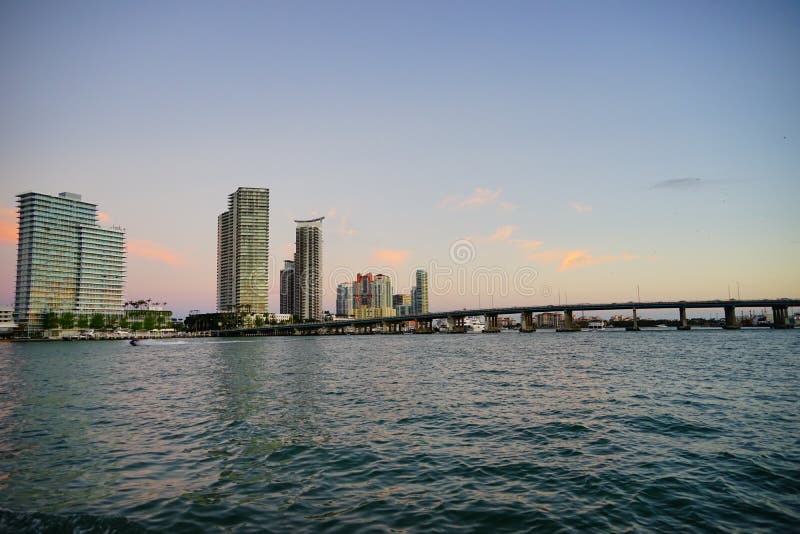 Miami sun set stock photo. Image of america, dusk, design - 105130642