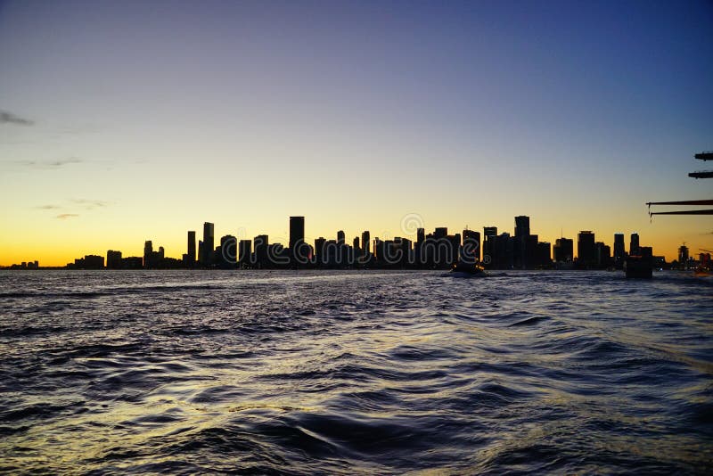 Miami sun set stock image. Image of dusk, downtown, business - 105131373