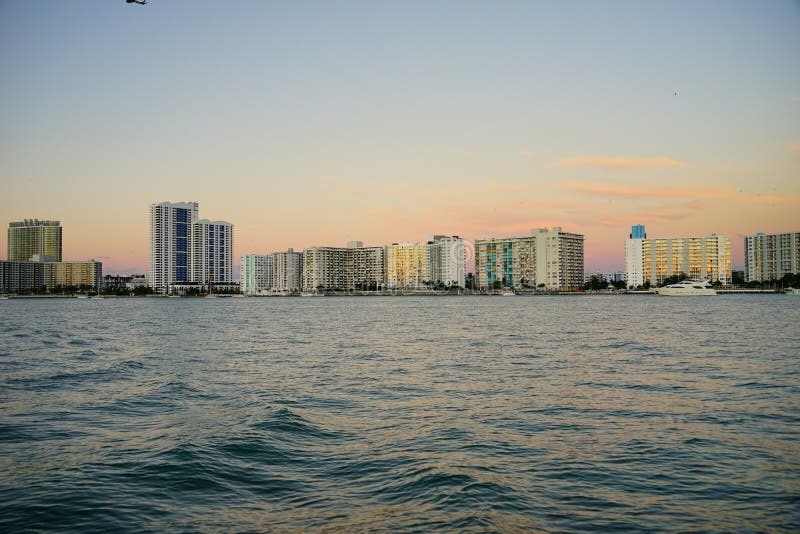 Miami sun set stock photo. Image of architecture, destination - 105130296