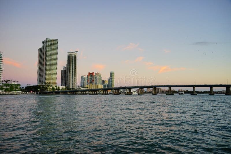 Miami sun set stock photo. Image of famous, dark, bright - 105130512