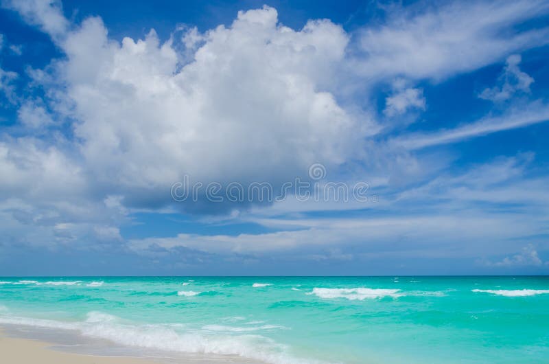 Miami Tropical Beach and Ocean Stock Image - Image of wave, florida ...