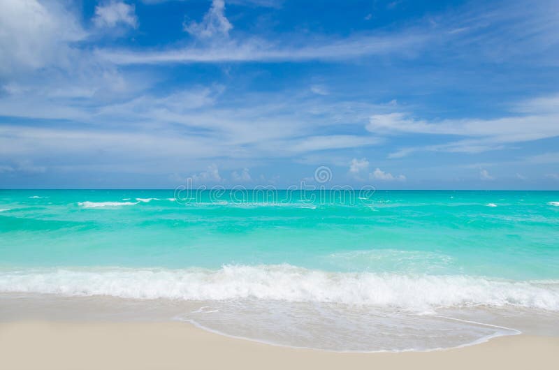 Miami Tropical Beach and Ocean Stock Image - Image of sandy, blue: 96342261