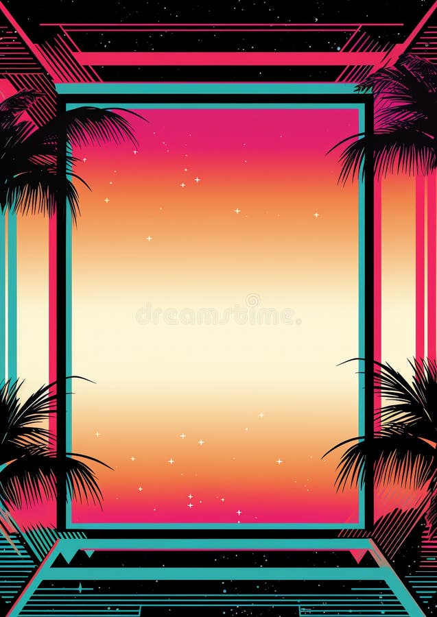 Miami Vice Inspired Frame 80s Retro Nostalgic Stock Illustration ...