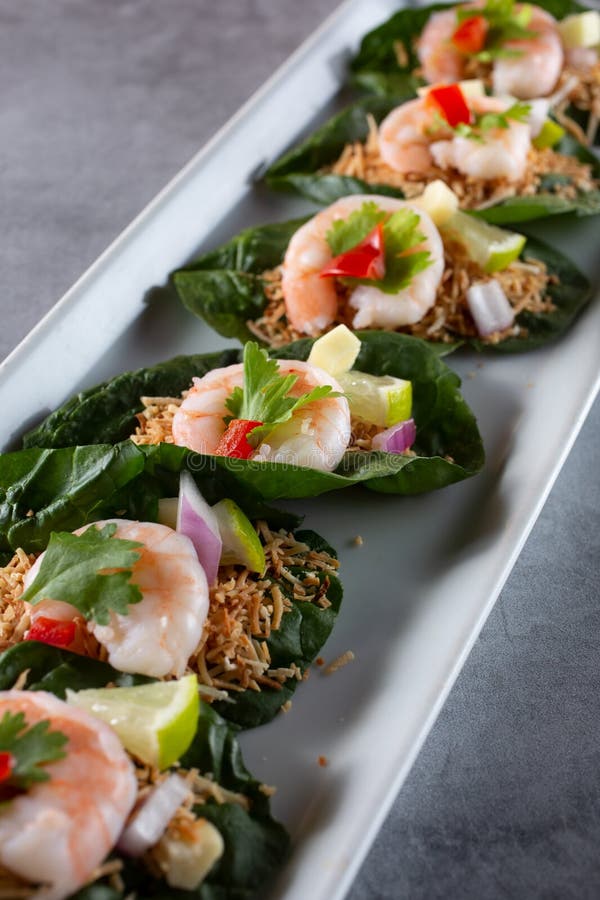 Miang kham shrimp stock image. Image of leaf, setting - 281903177