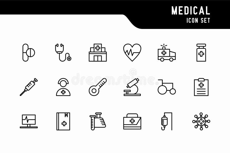 Set of Medical Icon Outline. Sign and Symbols Design Medicine and ...