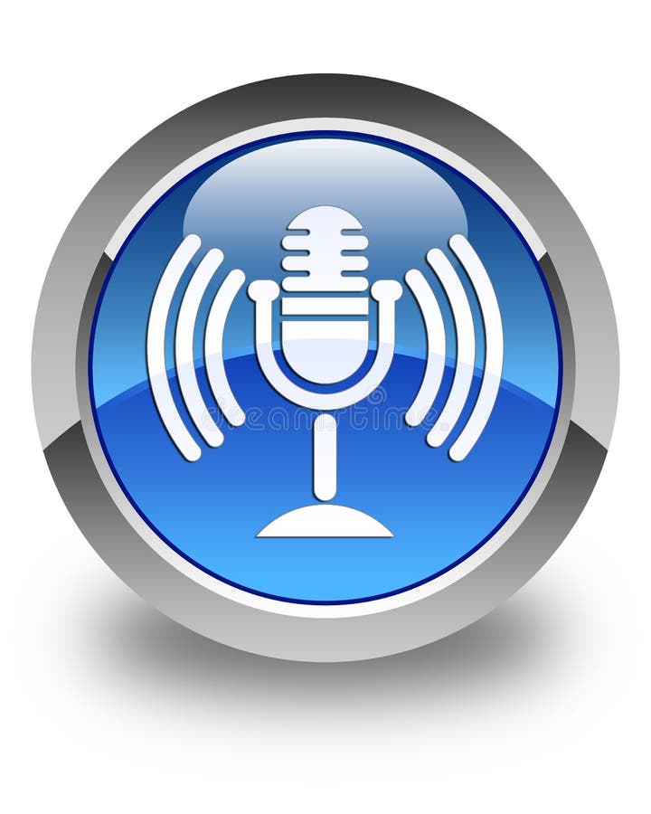 Mic Icon Glossy Blue Round Button Stock Illustration - Illustration of ...
