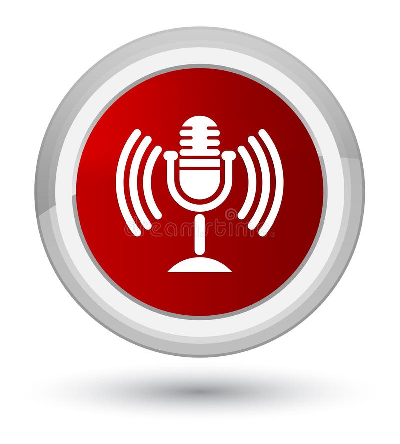 Mic Icon Prime Red Round Button Stock Illustration - Illustration of ...
