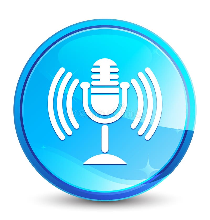 Mic Icon Splash Natural Blue Round Button Stock Vector - Illustration ...