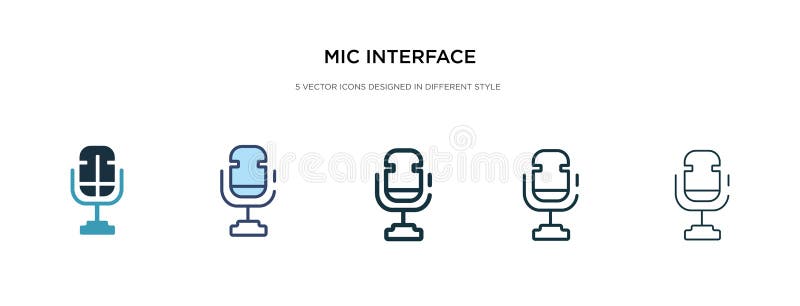 Mic Interface Icon in Different Style Vector Illustration. Two Colored ...