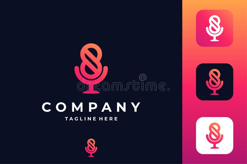 Mic Logo with Infinity Shapes Stock Vector - Illustration of broadcast ...