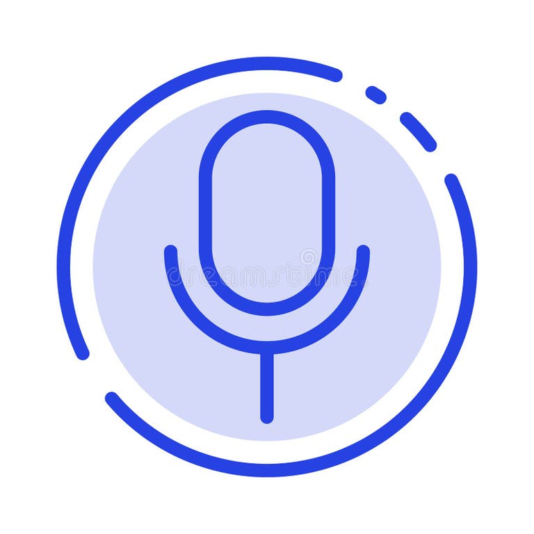 Mic, Microphone, Basic, Ui Blue Dotted Line Line Icon Stock Vector ...